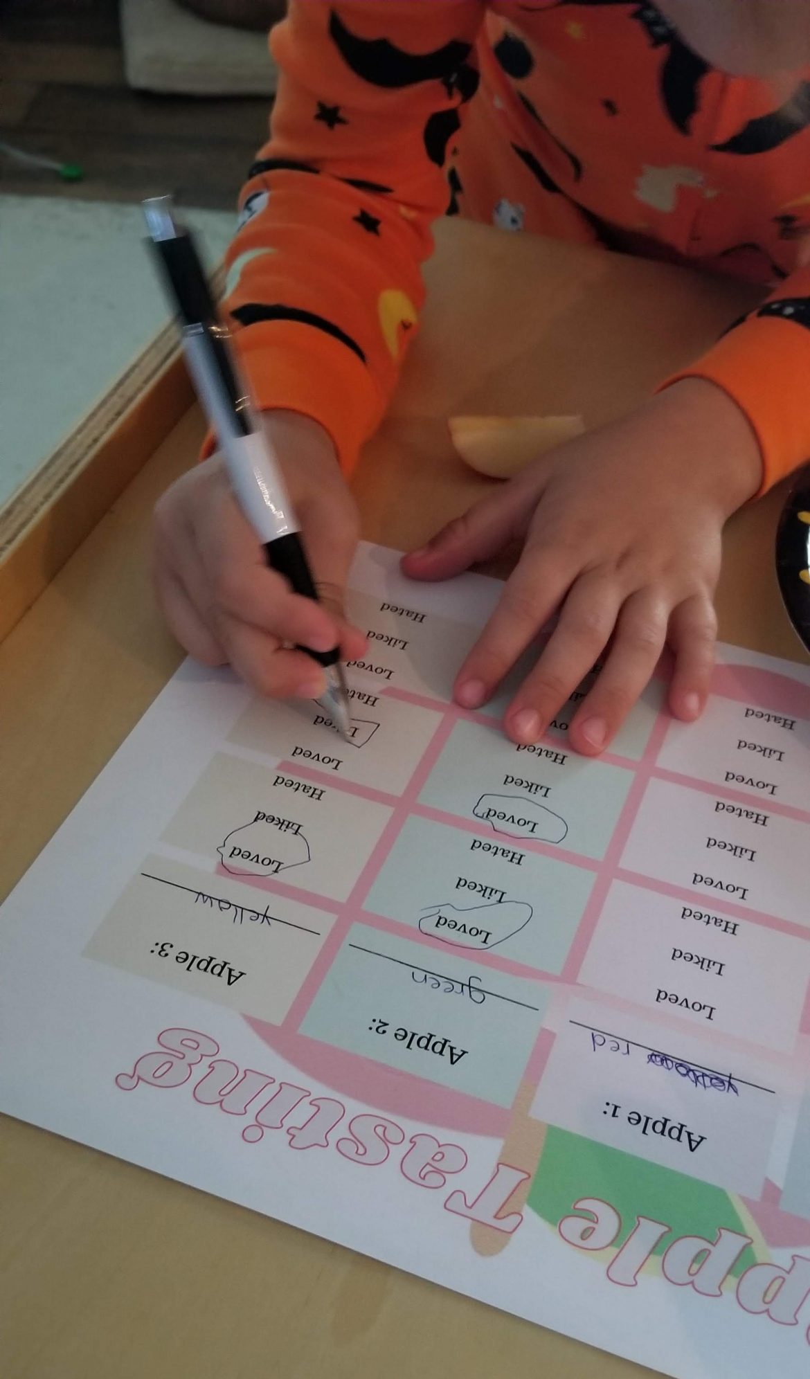 Tasting Apples Activity Chart - Biscuits and Grading