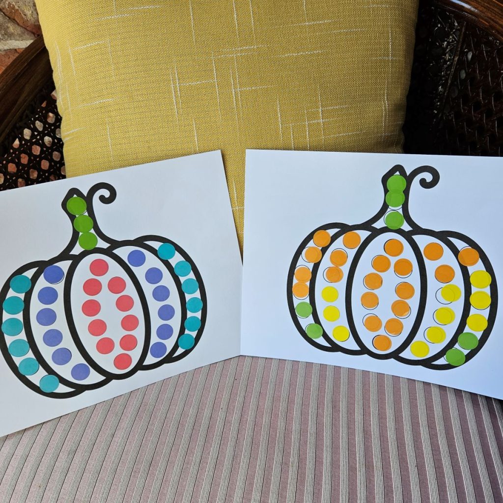 5 Minute Pumpkin Sticker Dot Art - Biscuits and Grading